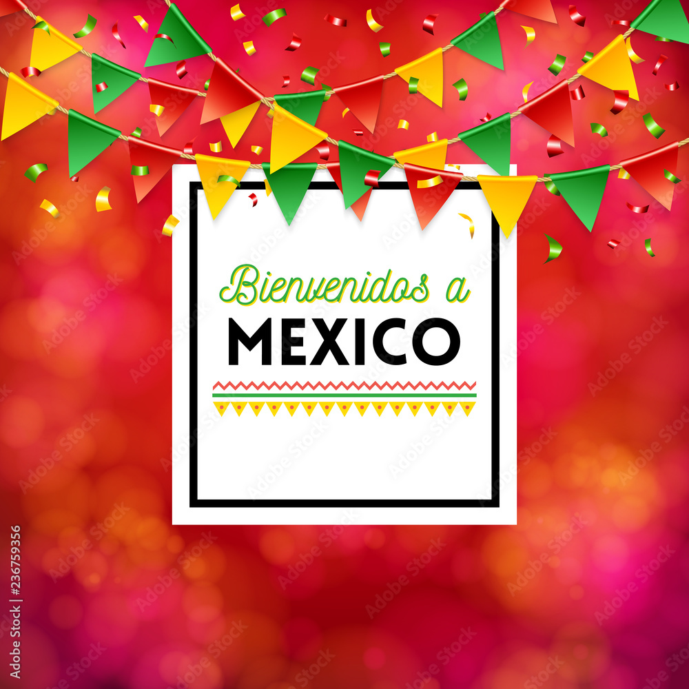 Welcome to Mexico poster with flags vector image Stock Vector | Adobe Stock