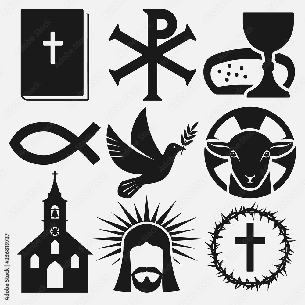 Christian symbols icons set Stock Vector | Adobe Stock