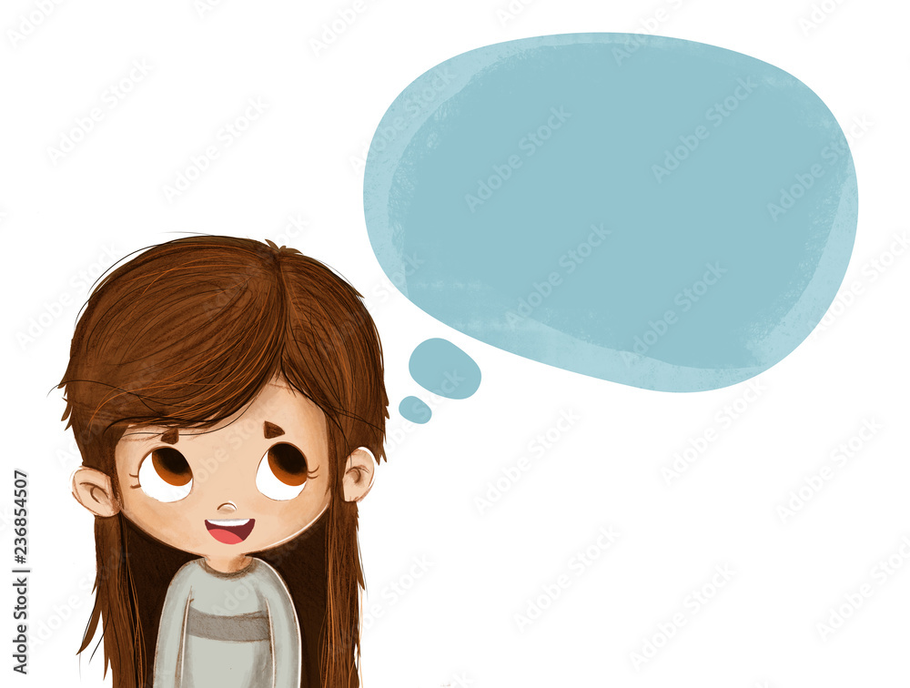 Niño imaginando algo divertido Stock Illustration | Adobe Stock