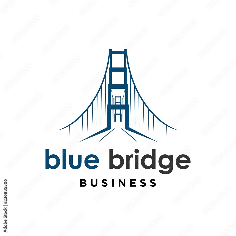 blue bridge logo design inspiration Stock Vector | Adobe Stock