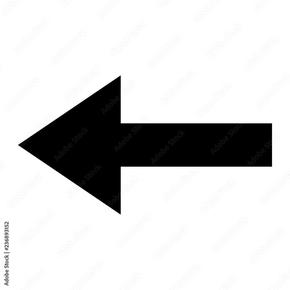 Symbol black arrow left on white background Stock Vector | Adobe Stock