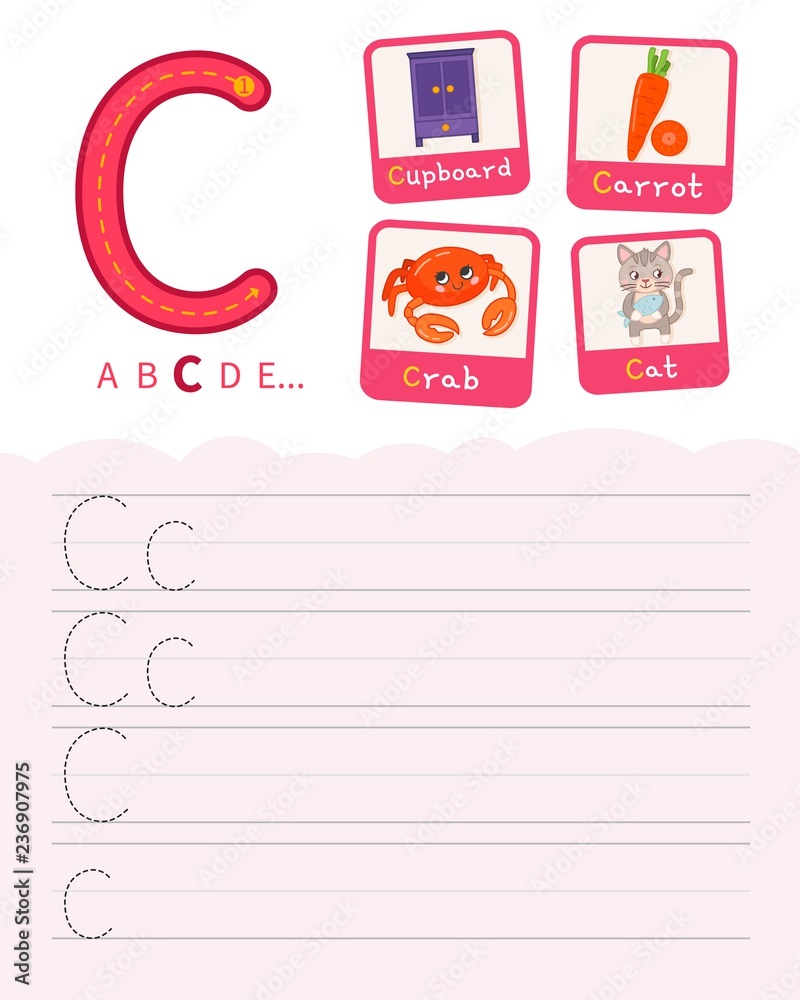 Handwriting practice sheet. Basic writing. Educational game for ...