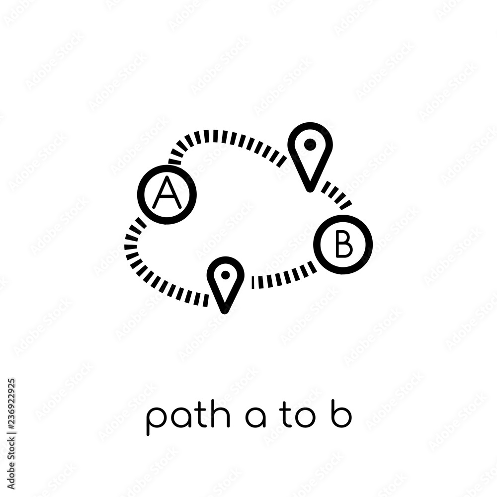 Path A to B icon. Trendy modern flat linear vector Path A to B icon on ...