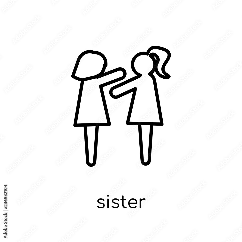 sister icon. Trendy modern flat linear vector sister icon on white ...