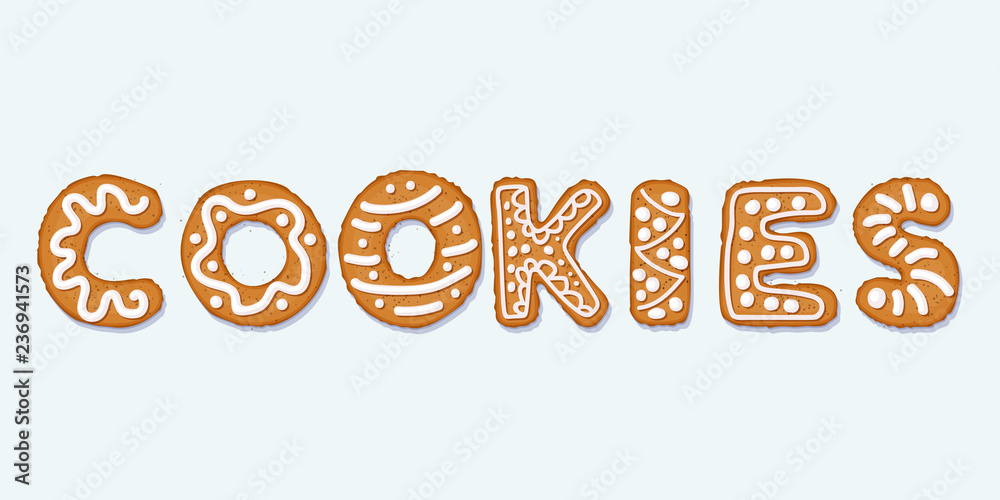 Gingerbread cookies letter concept, covered in ice-sugar syrup ...