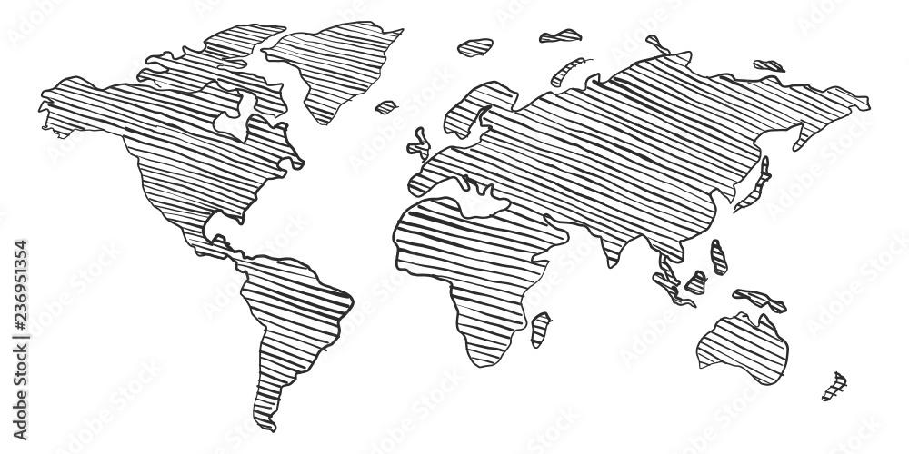 Scribble sketch of World map Stock Vector | Adobe Stock