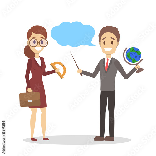 Male and female teacher character in the uniform - Buy this stock ...