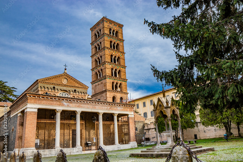 The church, the bell tower, and the liturgical fountain "the Paradise ...