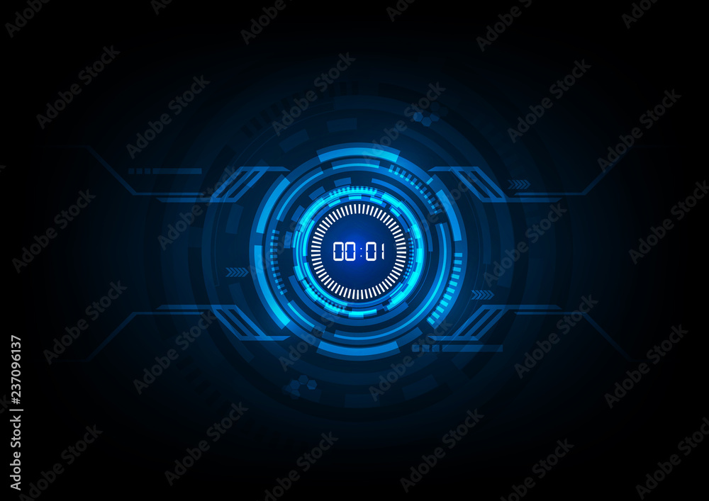 Abstract Futuristic Technology Background with Digital number timer ...