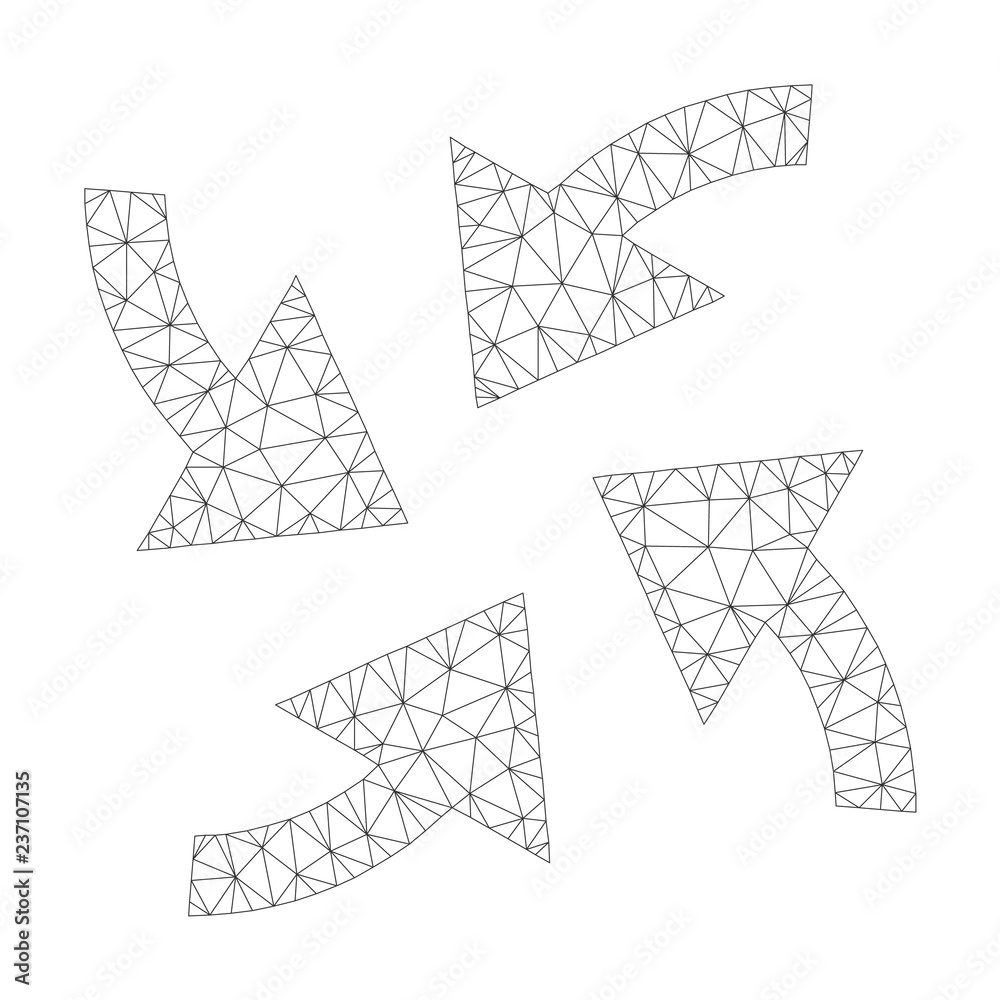 Mesh vector cyclone arrows icon on a white background. Polygonal ...