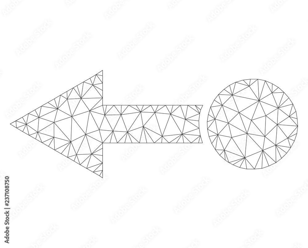 Mesh vector pull left icon on a white background. Polygonal carcass ...