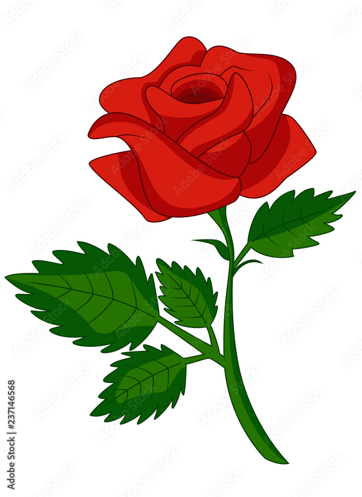 Red rose cartoon Stock Vector | Adobe Stock
