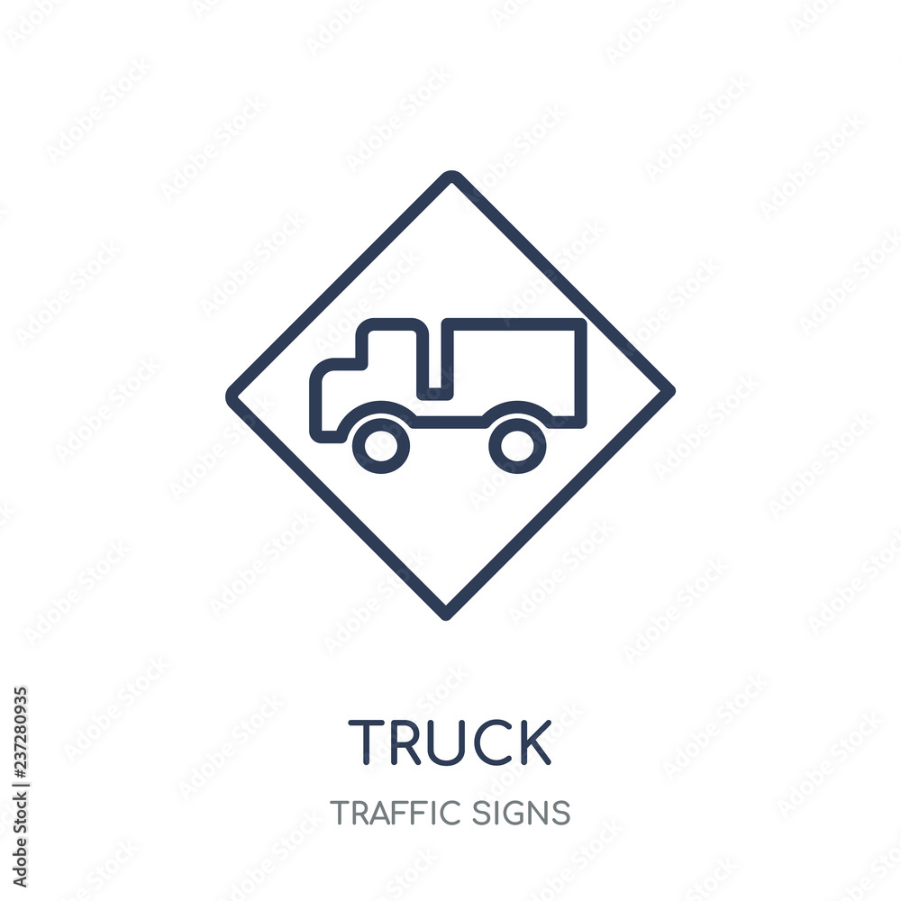 Truck sign icon. Truck sign linear symbol design from Traffic signs ...
