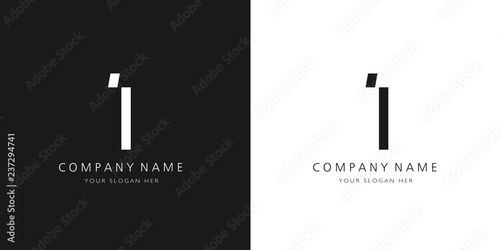 1 logo numbers modern black and white design Stock Vector | Adobe Stock