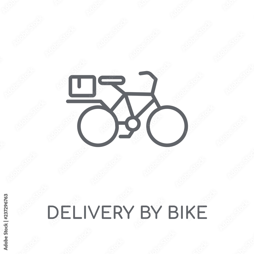 delivery by bike linear icon. Modern outline delivery by bike logo ...