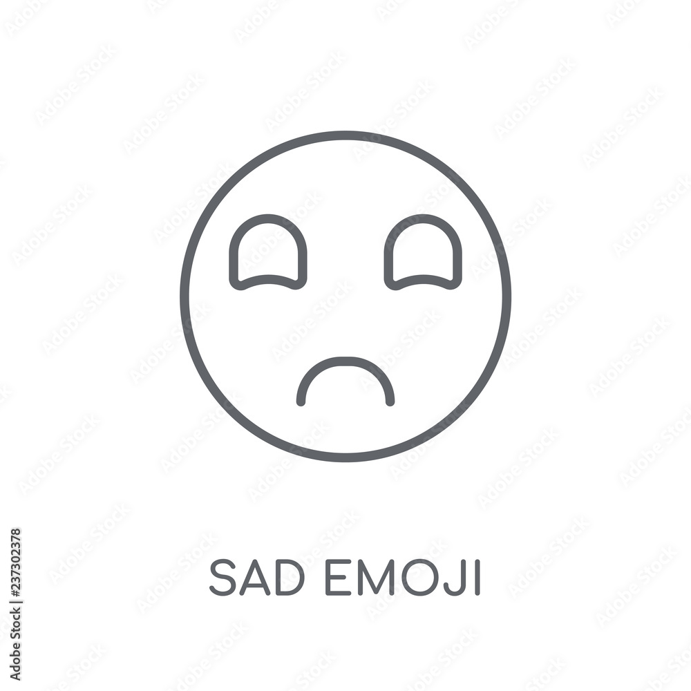 Sad emoji linear icon. Modern outline Sad emoji logo concept on white ...