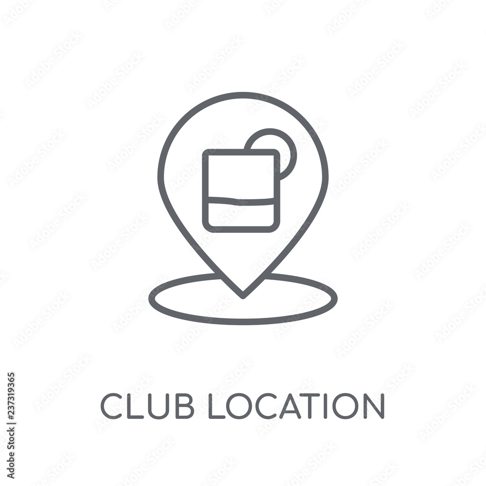 Club location linear icon. Modern outline Club location logo concept on ...