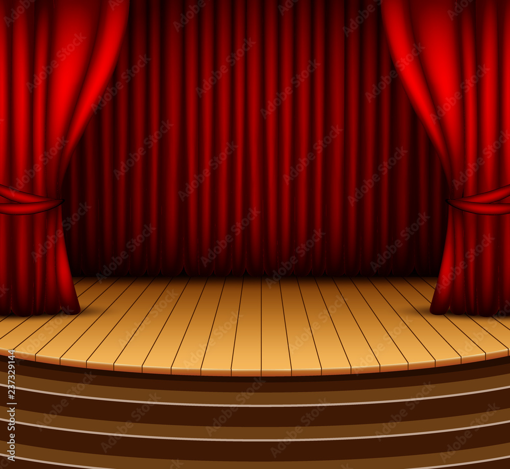 Cartoon background stage with red curtains Stock Vector | Adobe Stock