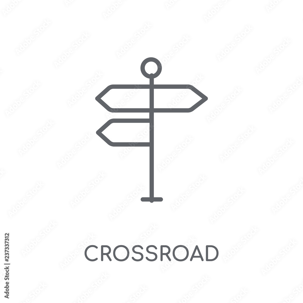 Crossroad sign linear icon. Modern outline Crossroad sign logo concept ...