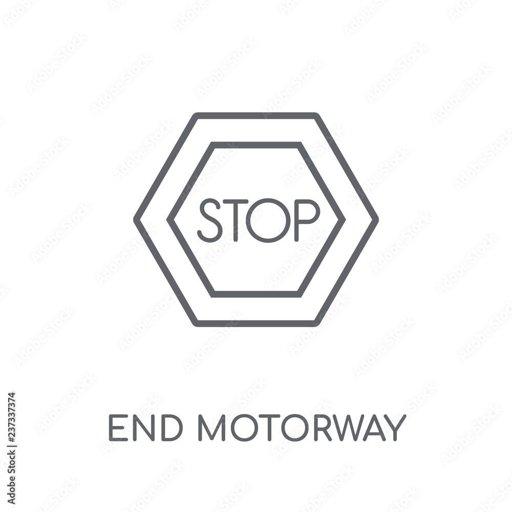 End motorway sign linear icon. Modern outline End motorway sign logo ...