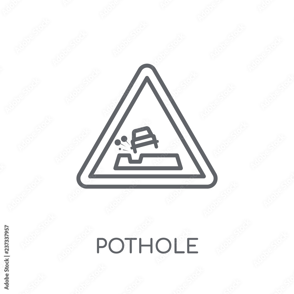 Pothole sign linear icon. Modern outline Pothole sign logo concept on ...
