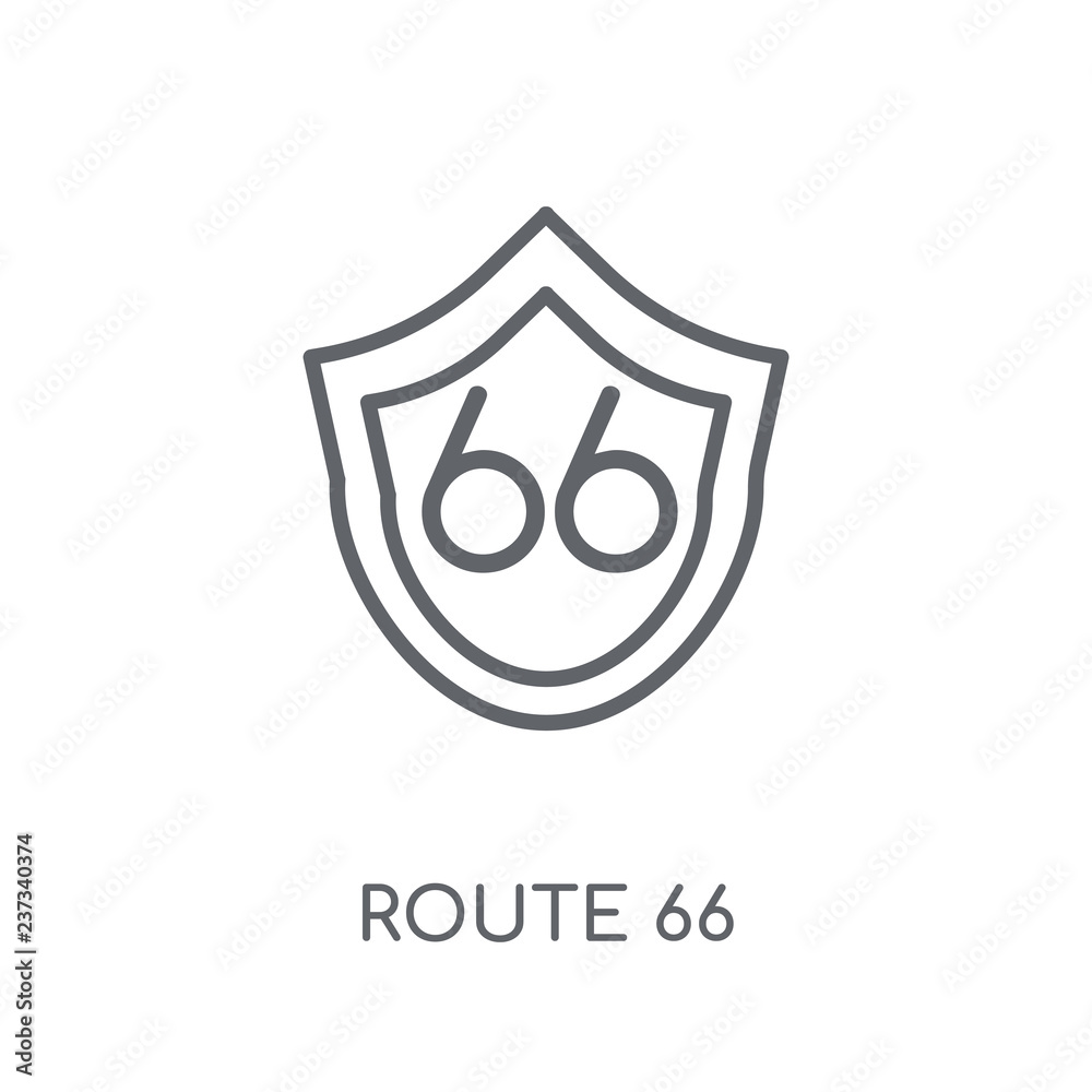 Route 66 linear icon. Modern outline Route 66 logo concept on white ...