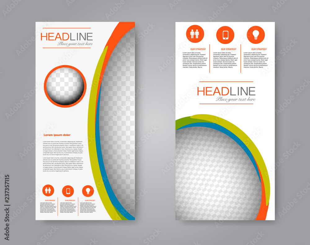 Narrow flyer and leaflet design. Set of two side brochure templates ...
