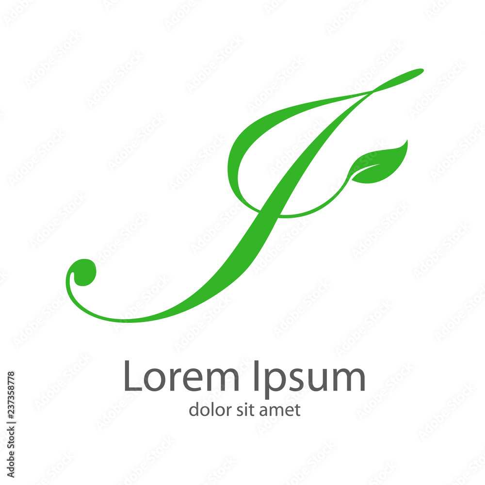 Logotipo letra I mayúscula con hojas en color verde Stock Vector ...