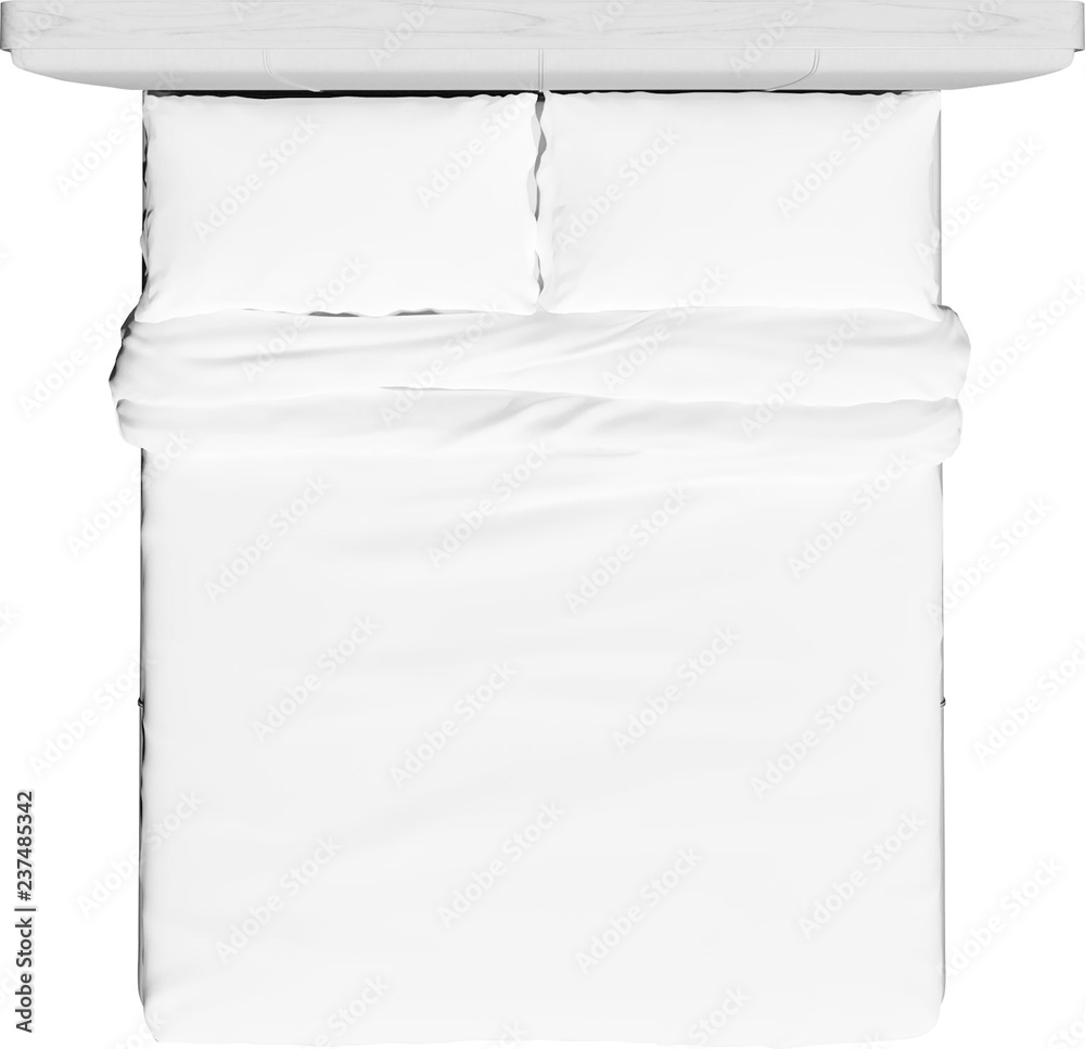 Bed top view / Bed overhead view isolated on white background perfect ...