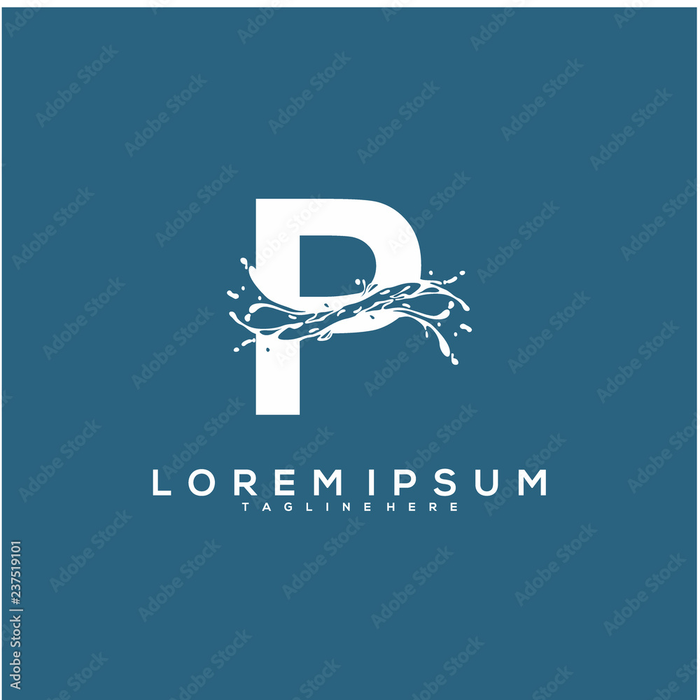 Abstract Initial P logo design concept, water logo vector design Stock ...