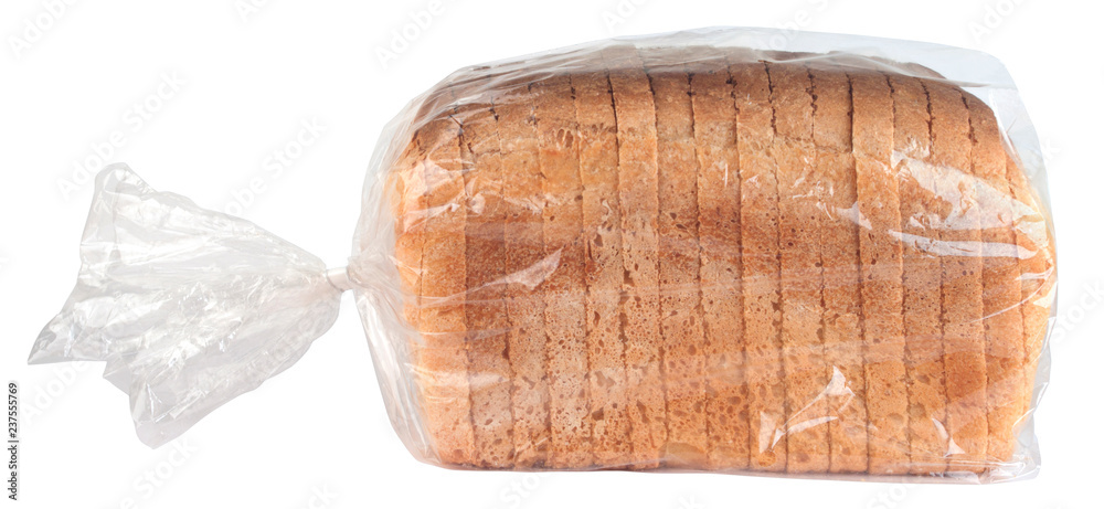 Sliced bread in plastic bag isolated on white background Stock Photo ...