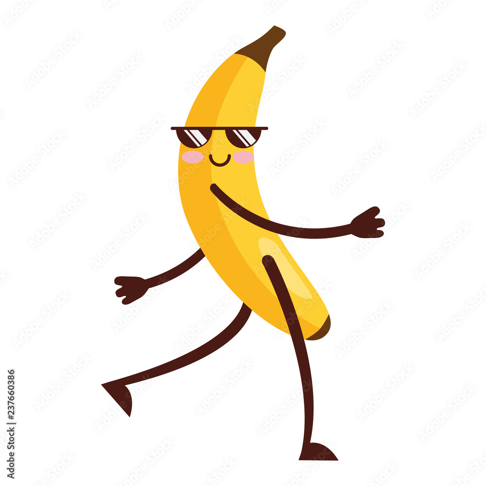 kawaii cute banana with sunglasses cartoon Stock Vector | Adobe Stock