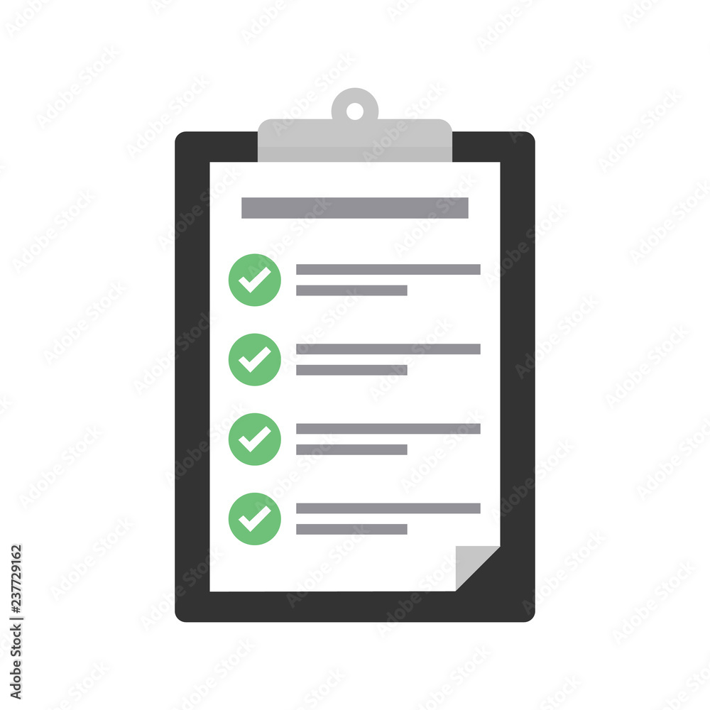 Clipboard with checklist icon. Flat illustration of clipboard with ...