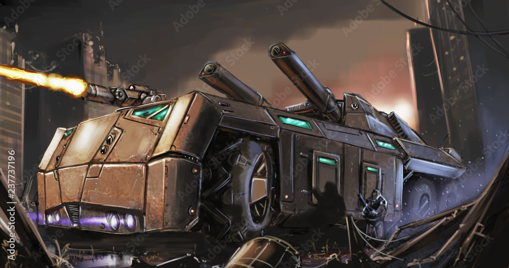 Concept art digital painting or illustration of movie or computer game ...