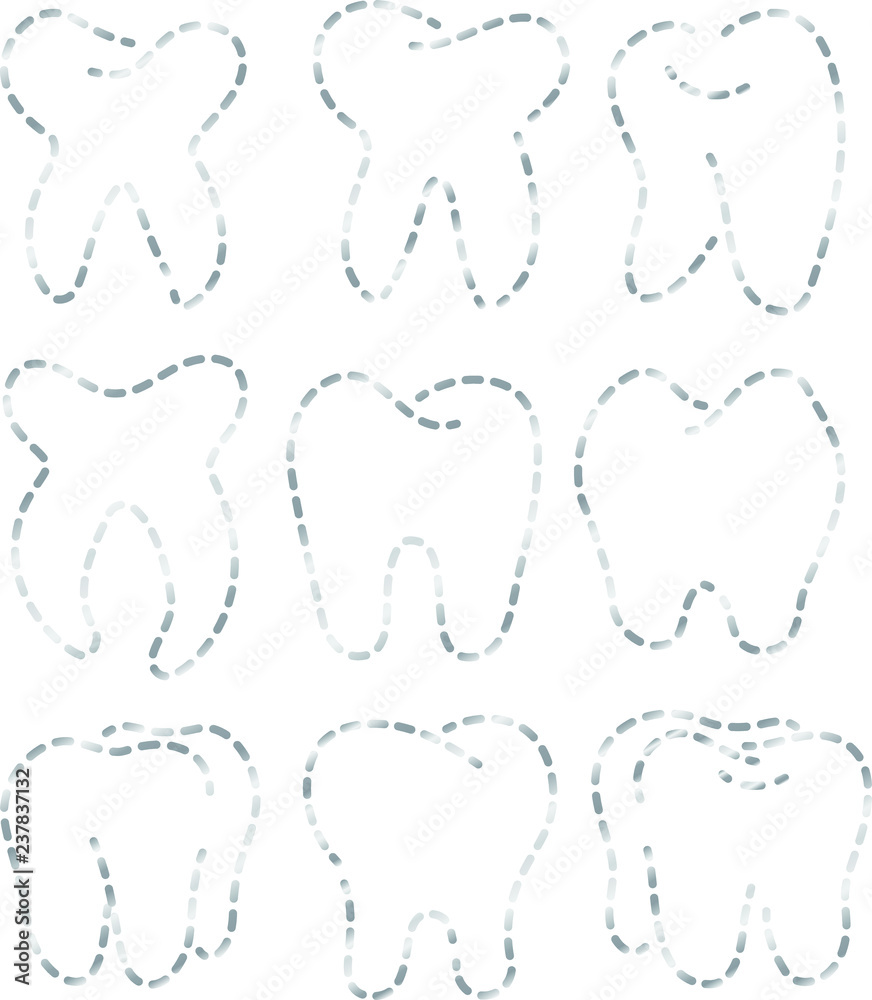 Silver Dot Line drawing of tooth set Stock Vector | Adobe Stock