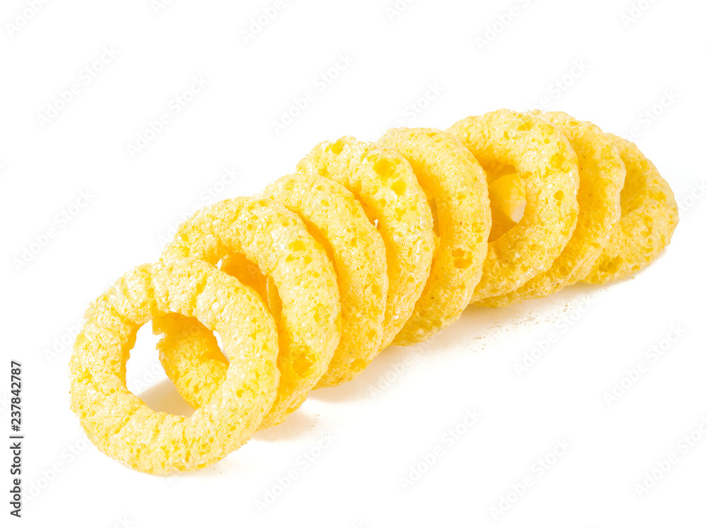 corn rings isolated on white Stock Photo | Adobe Stock