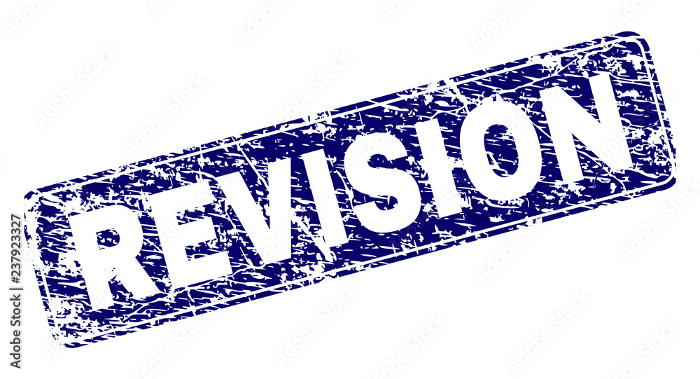 REVISION stamp seal watermark with grunge texture. Seal shape is a ...