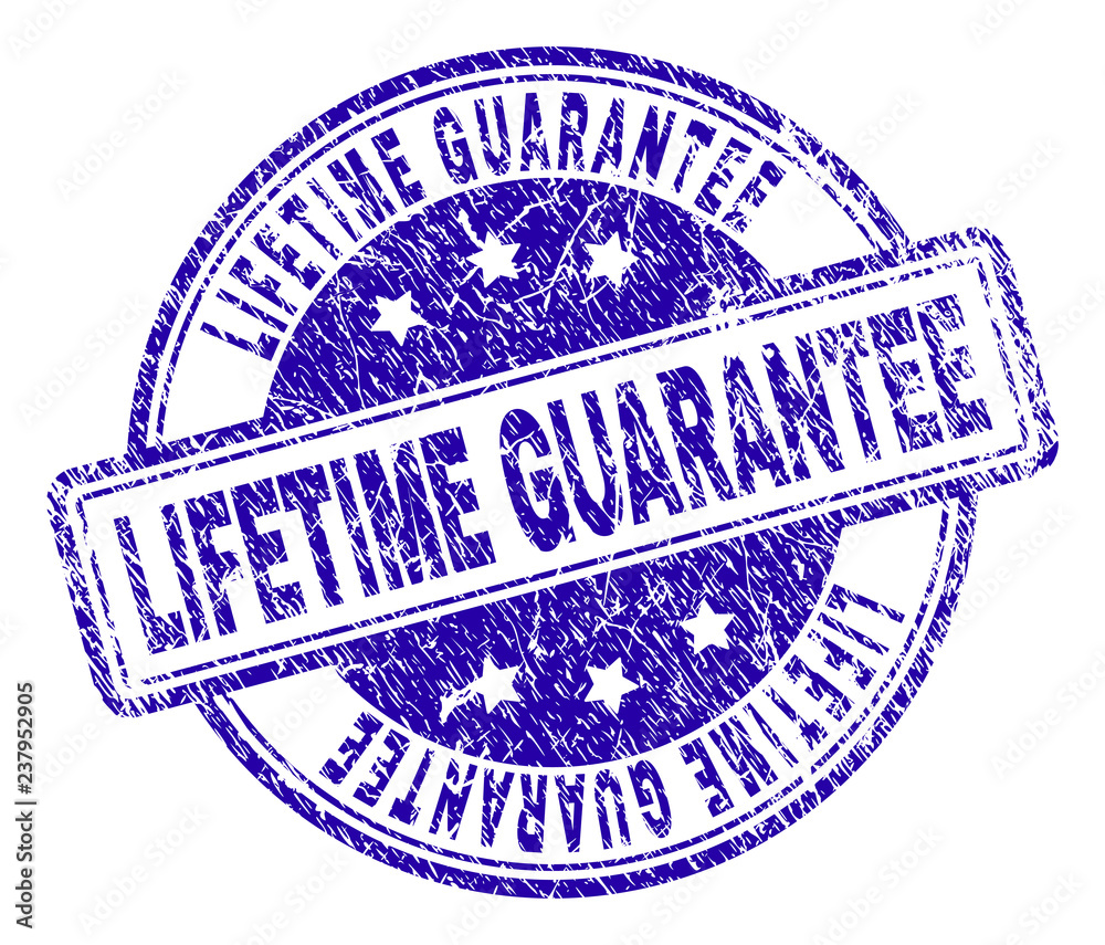 LIFETIME GUARANTEE stamp seal watermark with distress texture. Designed ...