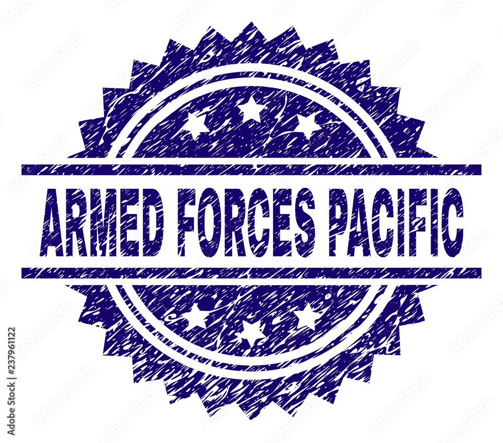 ARMED FORCES PACIFIC stamp seal watermark with distress style. Blue ...
