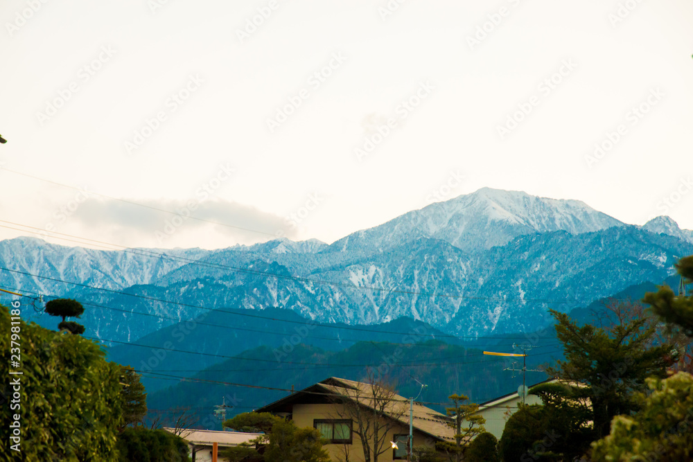 Japan Alps from Nagano side in Japan. Japan Alps is located between ...