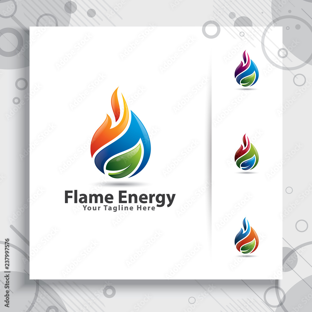 3d flame energy vector logo design with modern and natural concept ...