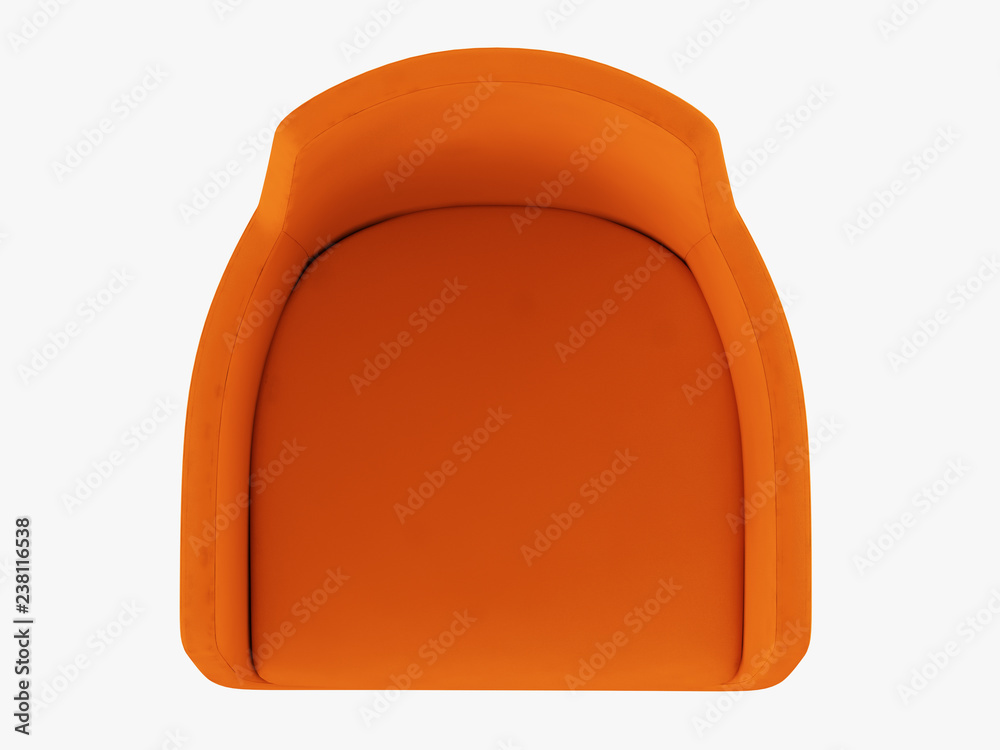 Orange chair with iron legs top view 3d rendering Stock Illustration ...