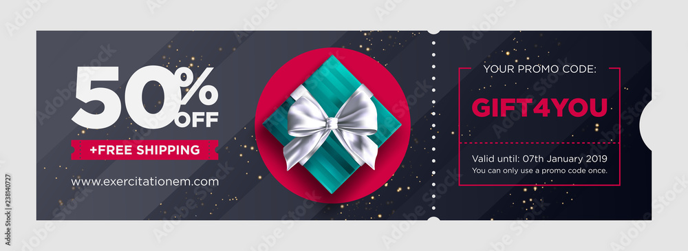 Vector Birthday Gift Coupon. Elegant Christmas Voucher Design. Premium ...