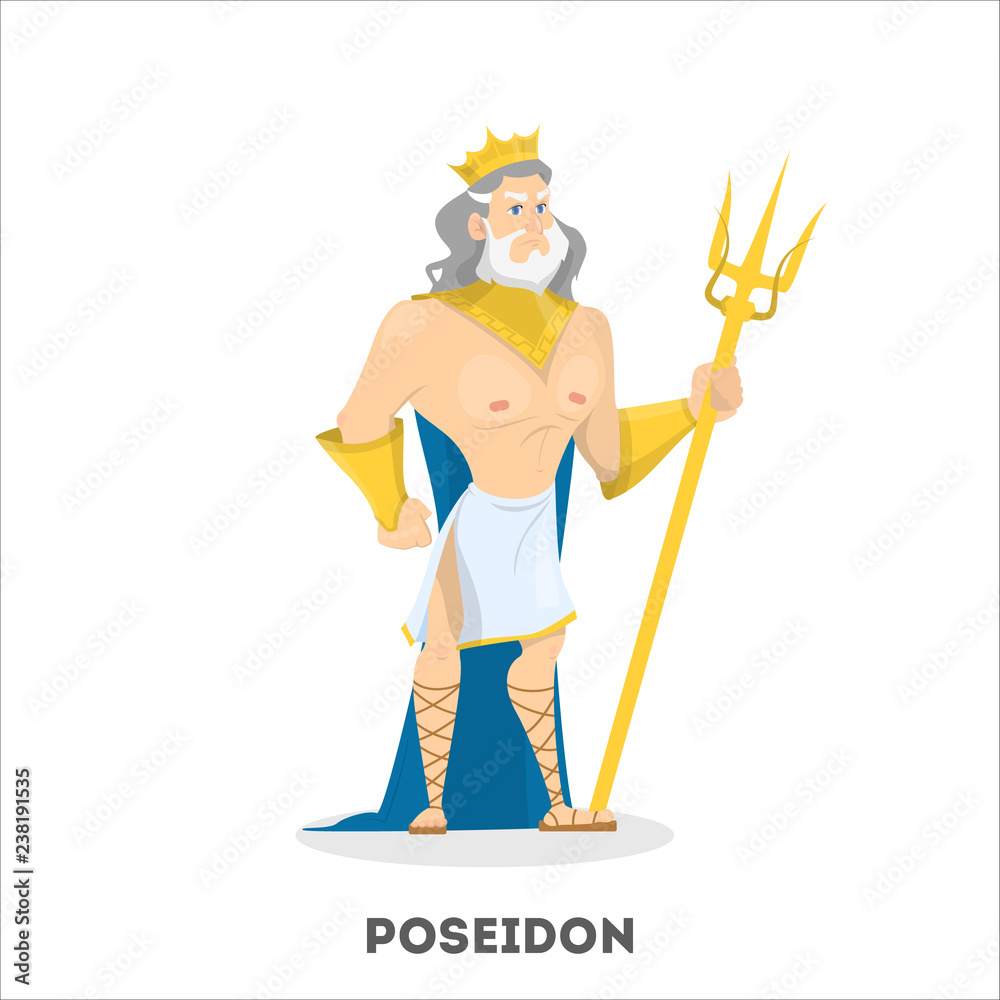 Poseidon ancient greek god character. Sea man Stock Vector | Adobe Stock