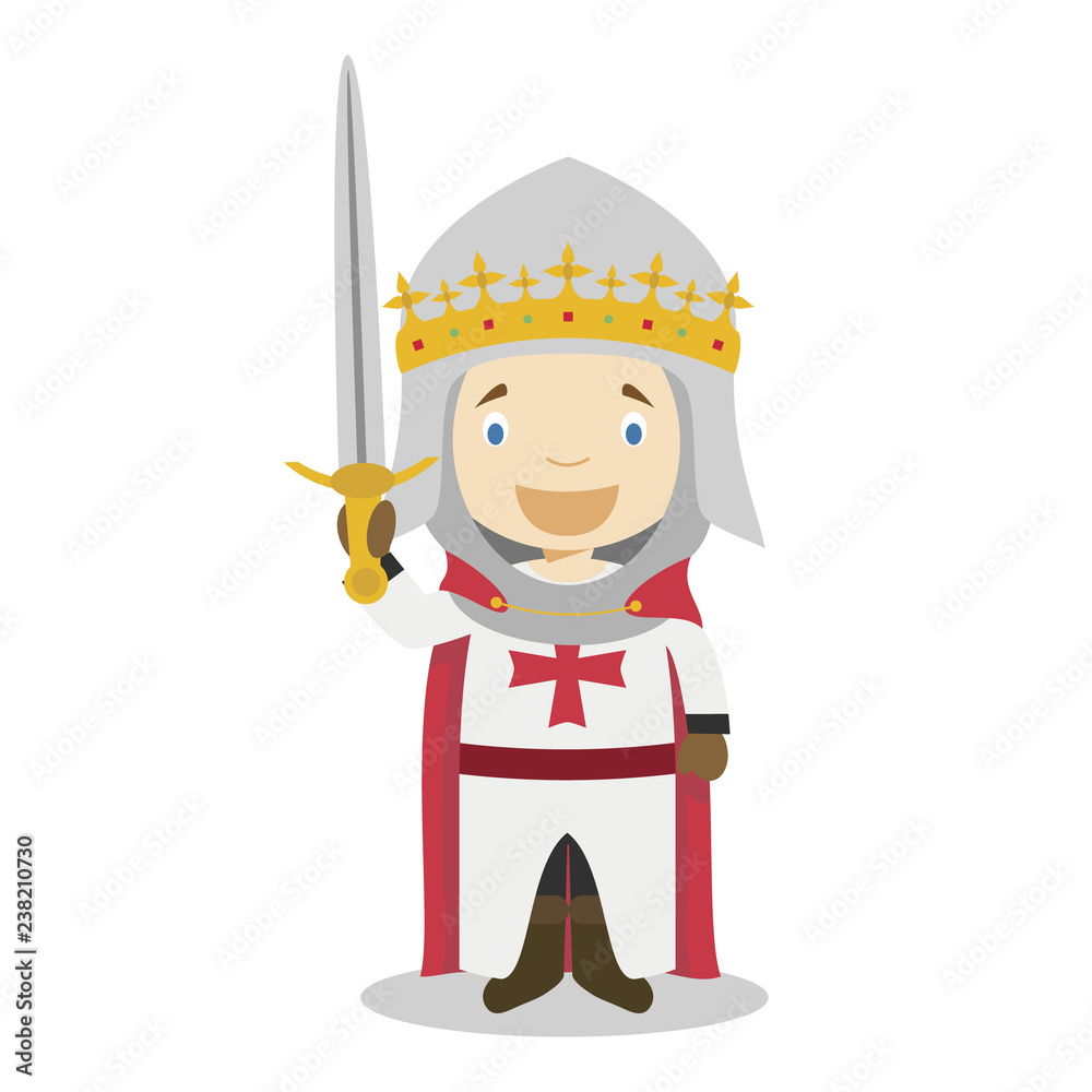 Medieval knight cartoon character. Vector Illustration. Kids History ...