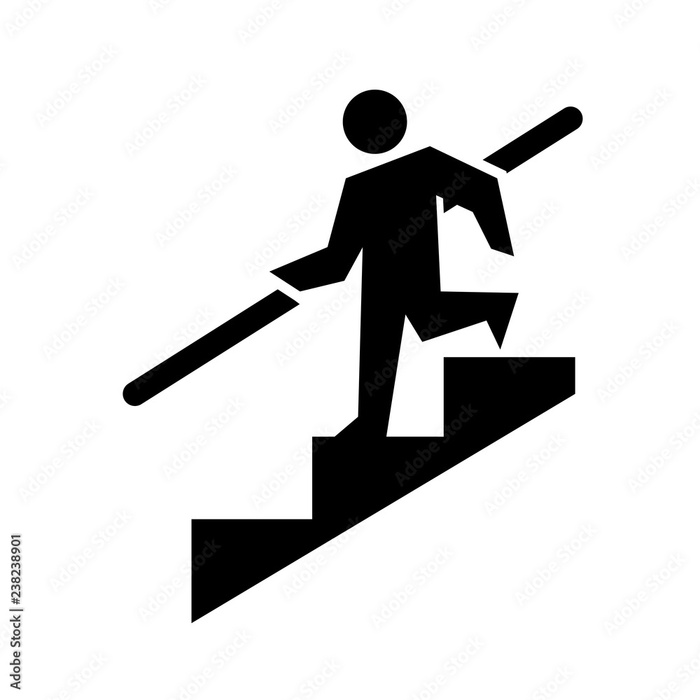 Stairs, Staircase, Stairway, Steps. Watch your step sign, vector stick ...