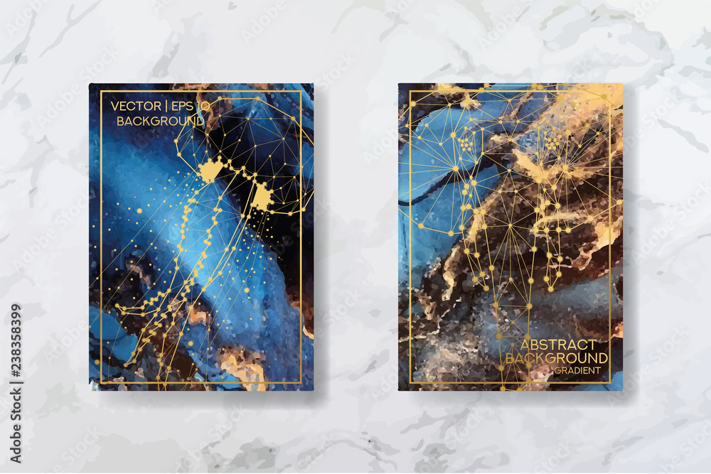 texture of liquid marble and yellow gold. constellations of animals and ...