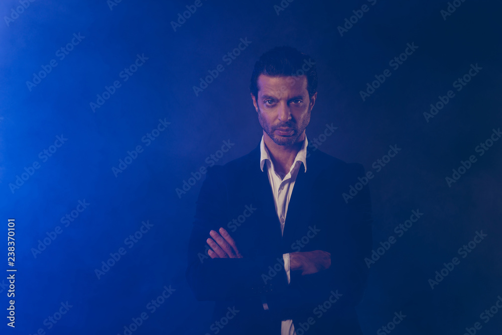 Portrait of nice attractive handsome serious arrogant chic classy ...