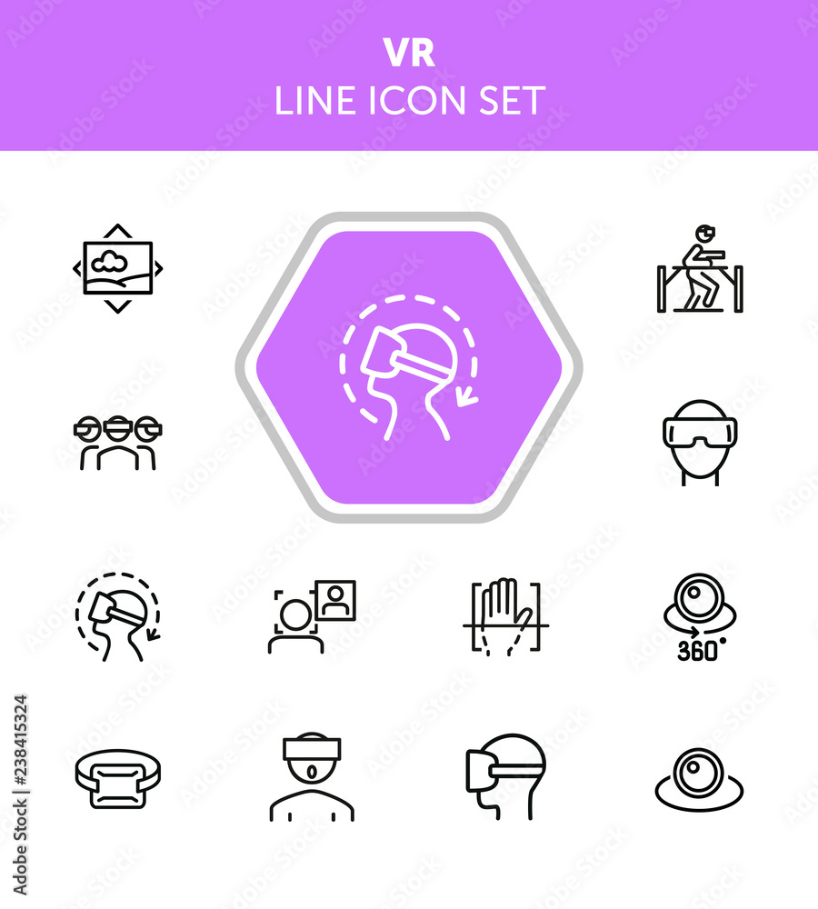 VR line icon set. Set of line icons on white background. Technology ...