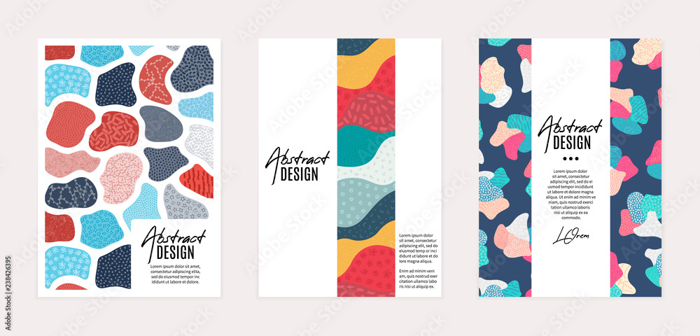 Set of vector templates. Hand drawn abstract shapes with different ...